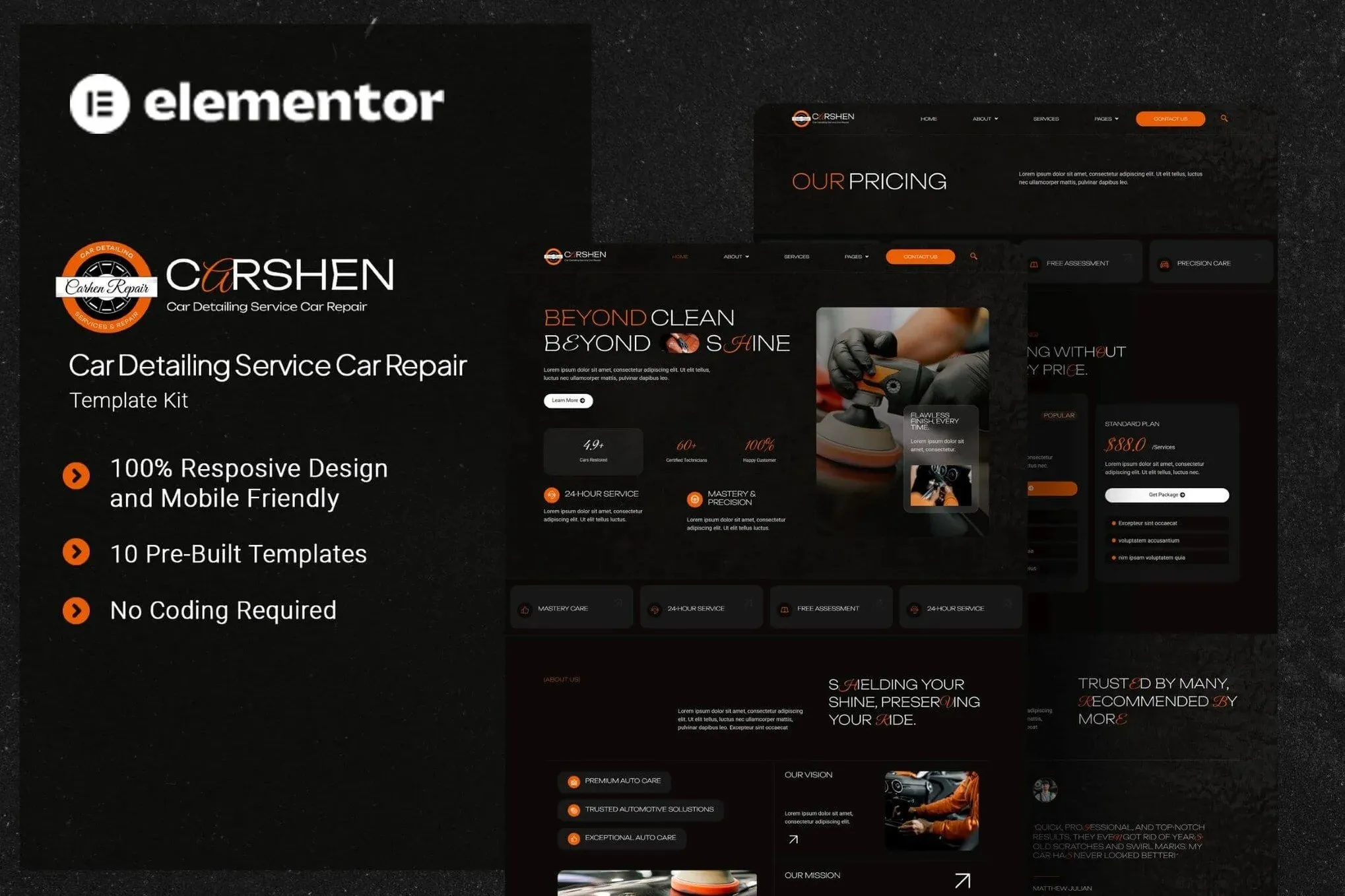 Carshen - Car Detailing Service Car Repair Elementor Template Kit ...