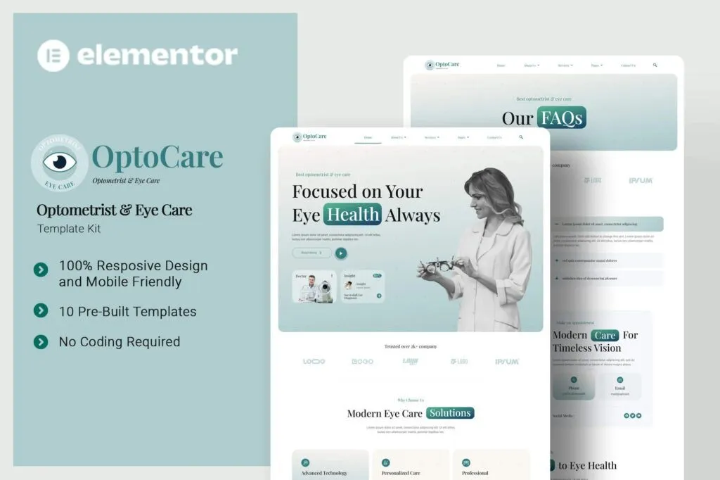 Optocare - Optometrist & Eye Care Elementor Template Kit - plugintheme